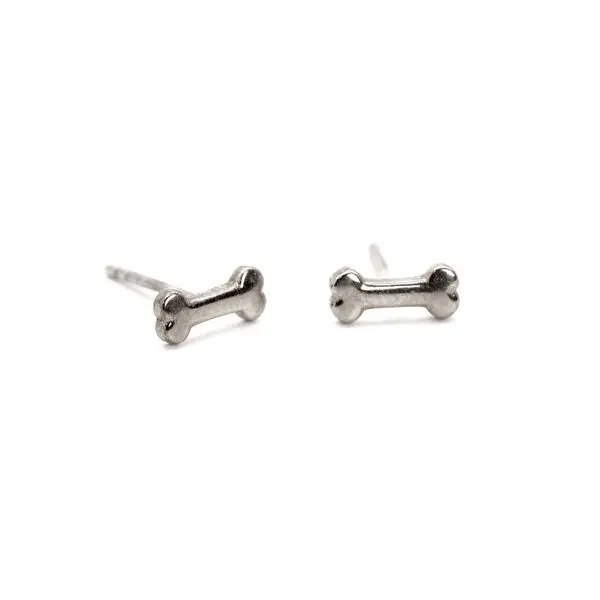 VICSTONENYC FINE JEWELRY Dog Bone Sterling Stud Earrings - Silver