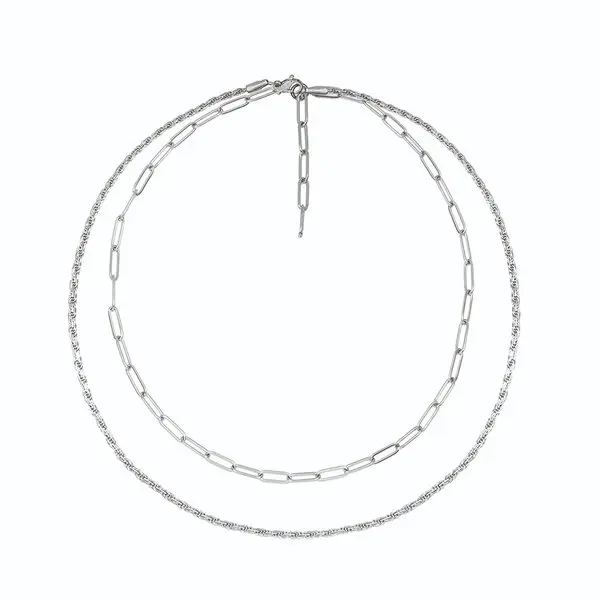 A WEATHERED PENNY Layered Chain Necklace - Silver