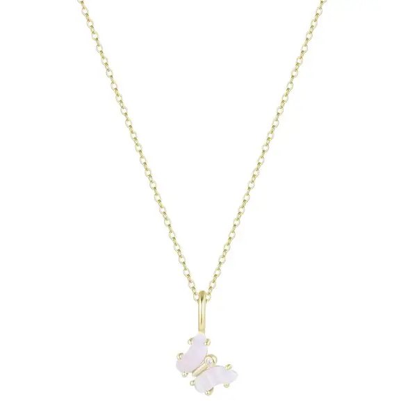 KAMARIA Mini Butterfly Charm Necklace - Pink
