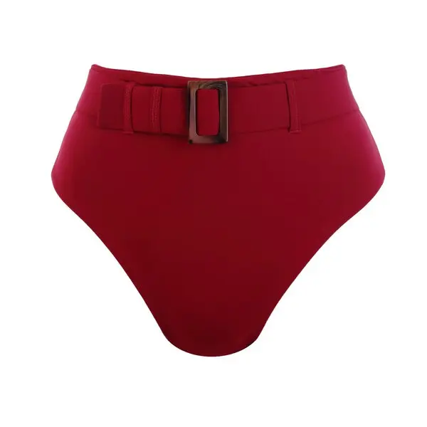 LULA-RU Selina High-waisted Bikini Bottom - Red