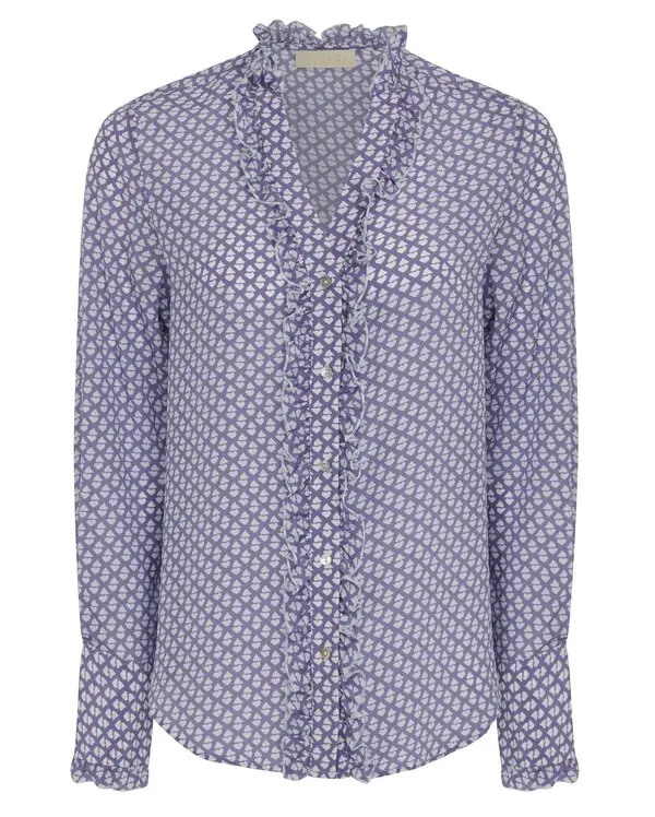 GUINEA Heart Print Silk Top