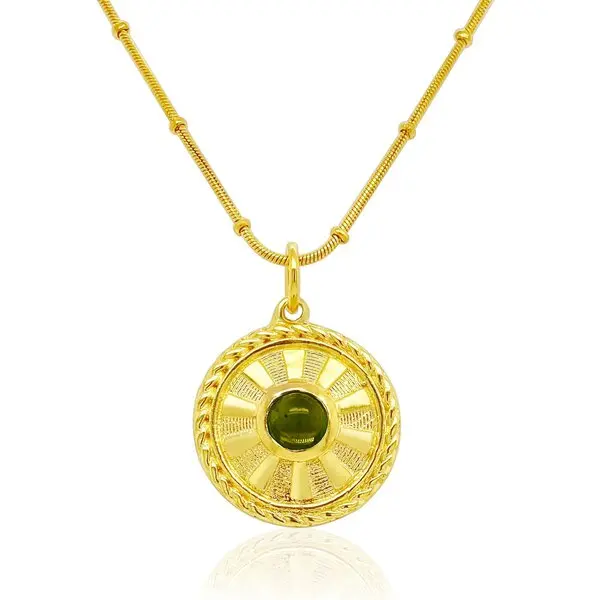 GEM BAZAAR JEWELLERY Peridot Vermeil Pendant Necklace - Green