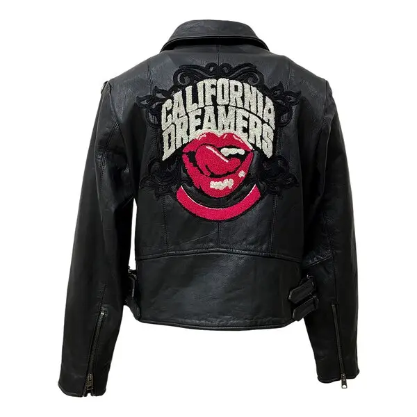 ZASTASTUDIO Dreamers Upcycled Leather Biker Jacket With Metal Chains
