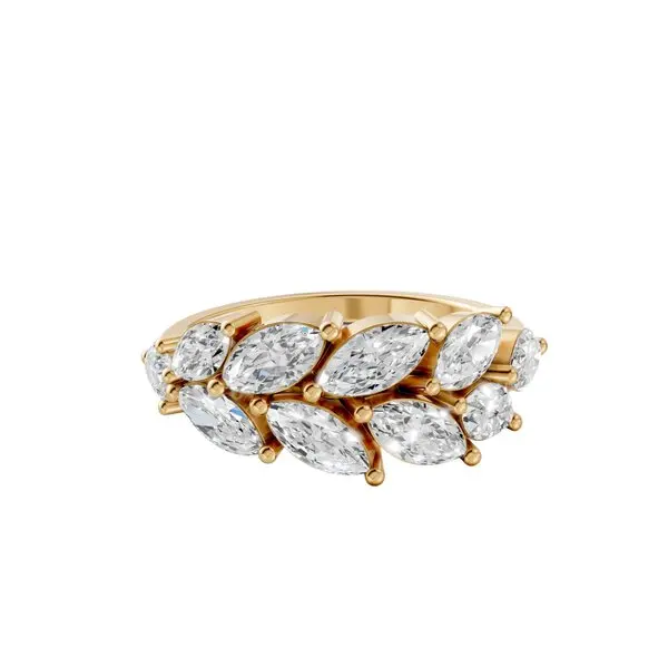 AYA FINE JEWELRY 1.83 Ct Round & Marquise Diamond Cluster Ring In 10k Gold - Yellow