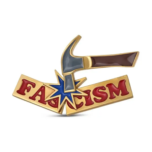 PASSIONATE PROTEST COLLECTION Crush Fascism Pin - Gold/brown/red