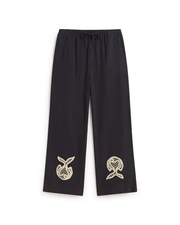 THINKING MU Fish Brigitte Hand-embroidered Pants