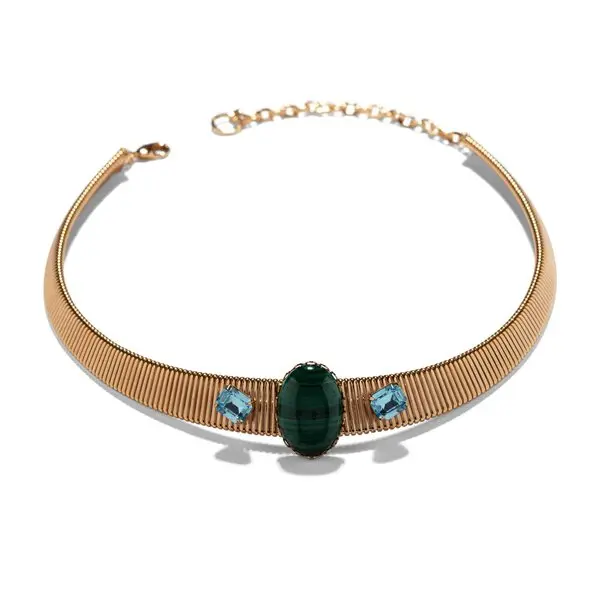 THE PINK REEF Malachite And Crystal Collar Necklace - Green