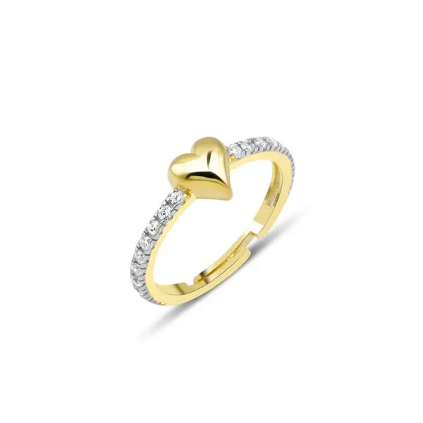 SPERO LONDON Love Heart Zirconia Sterling Silver Adjustable Ring - Gold