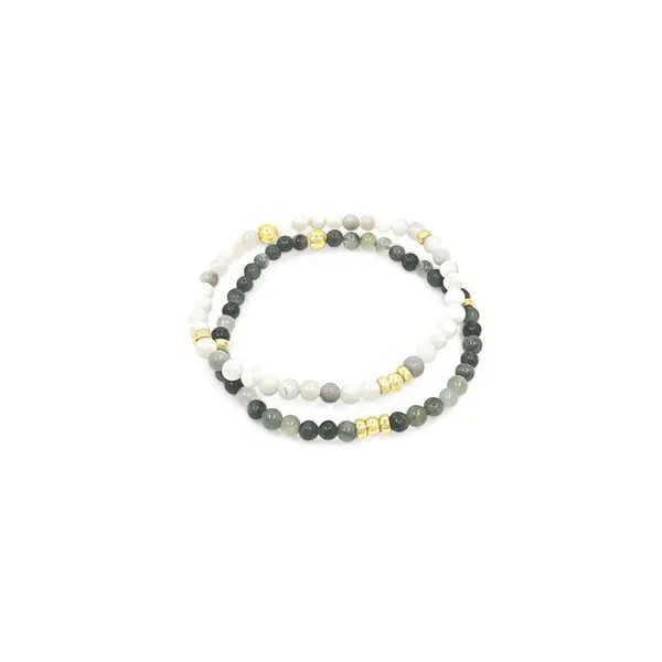 LUTIRO Two Beaded Bracelet Set - Green