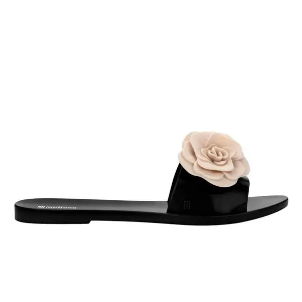 Melissa Babe Petals Flat Slides - Black