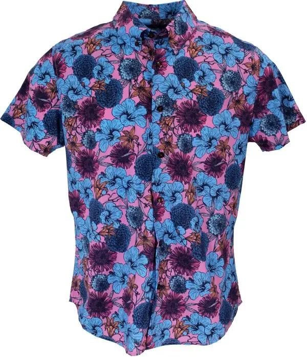 LORDS OF HARLECH Tim Hibiscus Garden Shirt - Pink