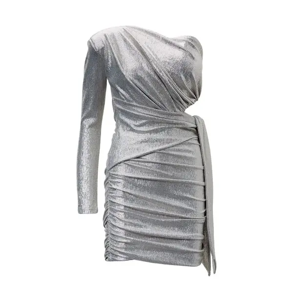 BLUZAT Asymmetrical Mini Dress With Scarf