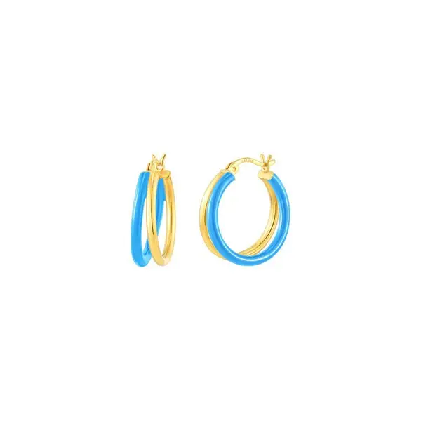 GOLD & HONEY Gold / Blue Double Hoop Earrings - Gold/blue
