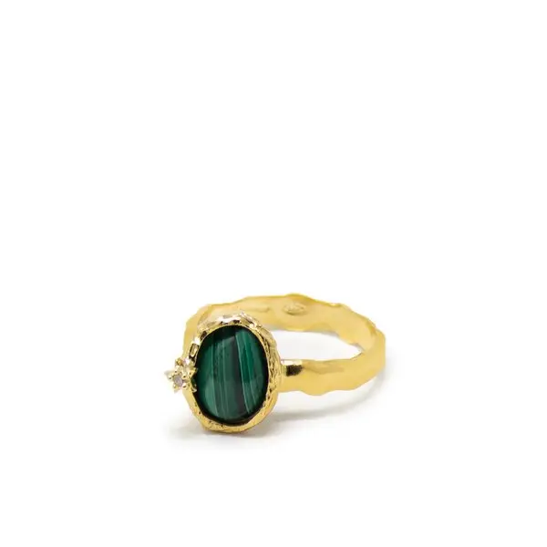 VINTOUCH ITALY Ad Astra Malachite Ring - Green/gold