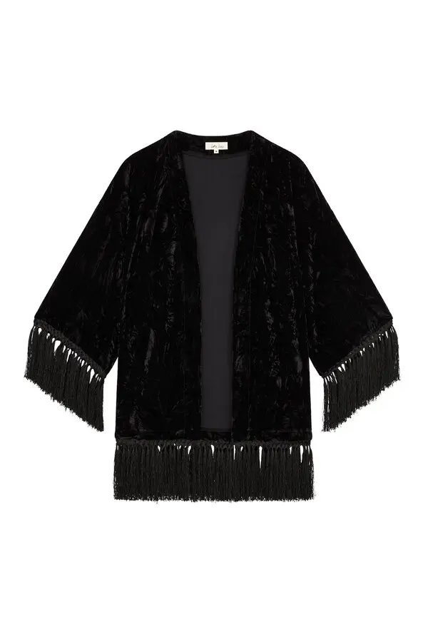 LITTLE LIES Rock City Velvet Kimono - Black