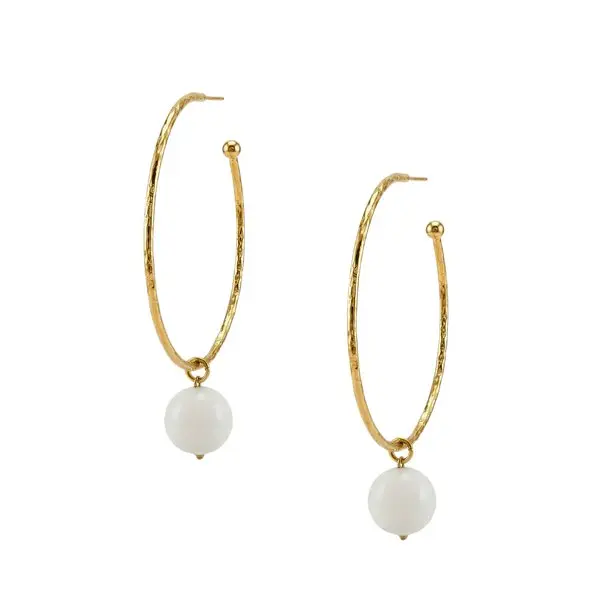 JAREDJAMIN Hooptastic Stone Drop Hoop Earrings - White