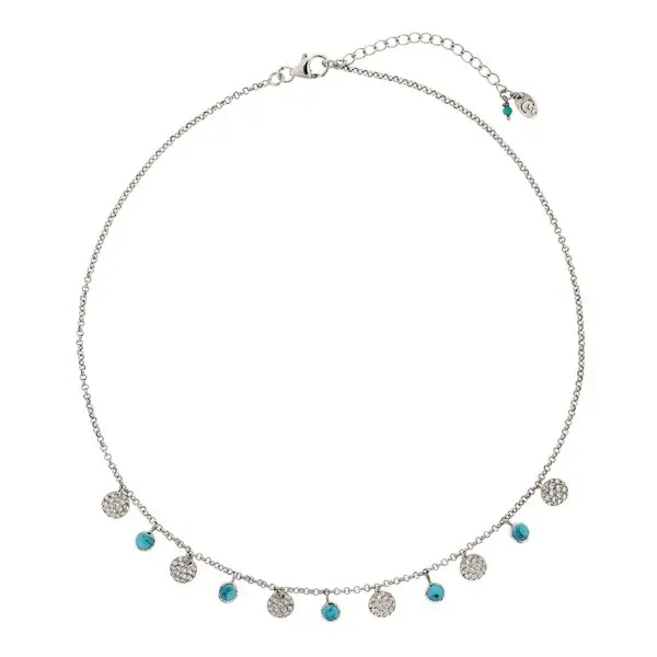 CHARLOTTE'S WEB JEWELLERY Lakshmi Necklace With Turquoise And Hammered - Silver