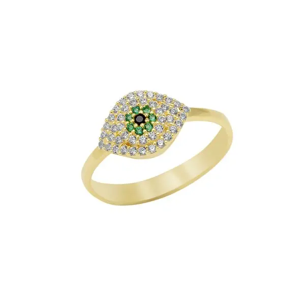 SPERO LONDON Sterling Silver Evil Eye Ring - Gold