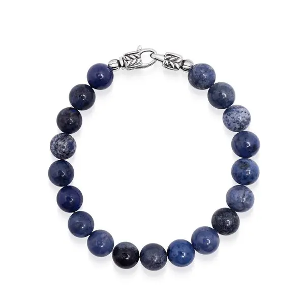 NIALAYA JEWELRY Dumortierite Bead Bracelet With Sterling Silver Clasp - Blue/silver