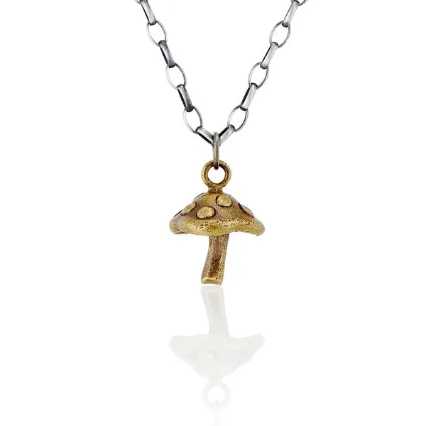 CARTOGRAPHY Mushroom Pendant Necklace In Brass And Sterling Silver - Gold/grey/silver
