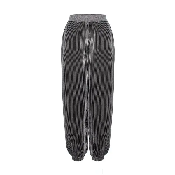 SILVIA SERBAN Pleated Voile Harem Trousers - Silver