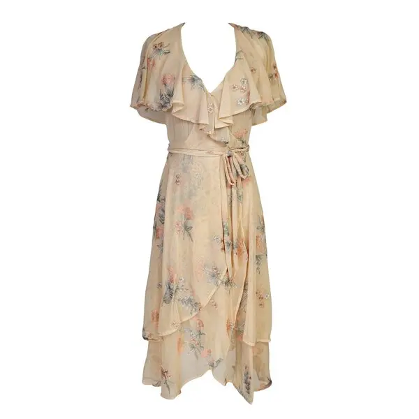 JENNAFER GRACE Flutter Wrap Dress - Orange