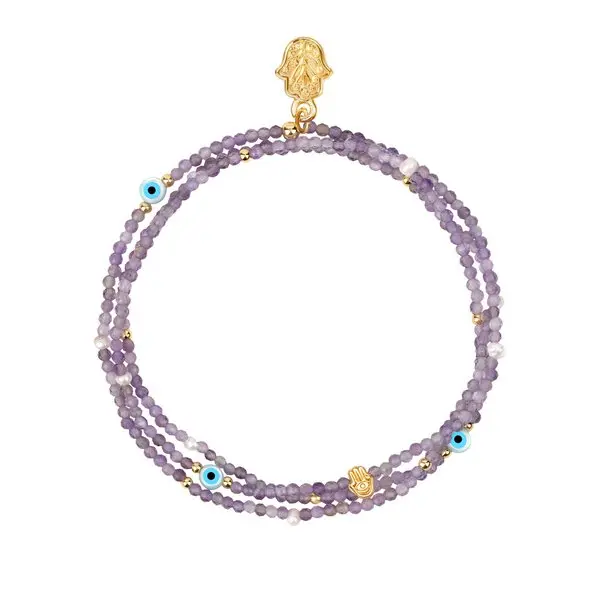 KARMA AND LUCK Harmonious Spirit Amethyst Wrap Bracelet - Purple