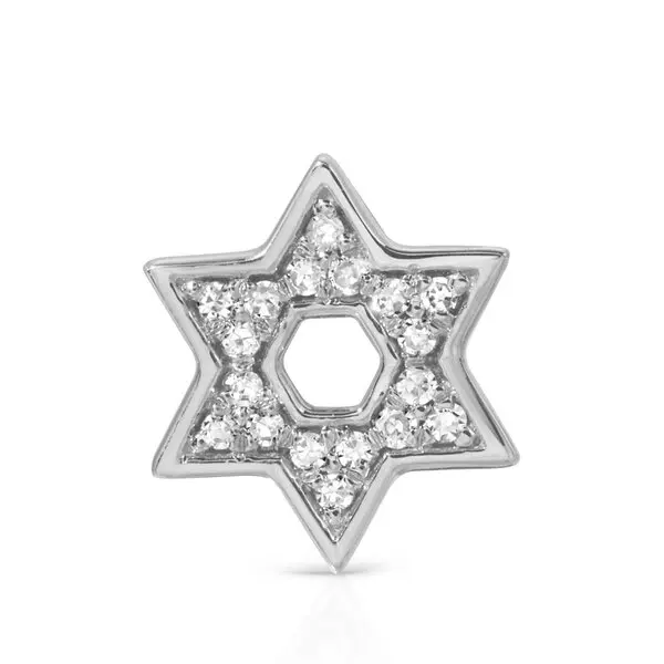 Maya Brenner Designs Pavé Diamond Star Of David Stud - White