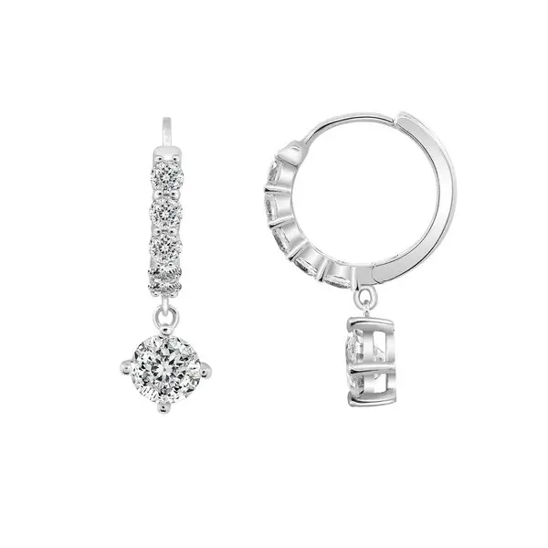 DIAMONBLISS Leverback Round Cut Earrings With Swarovski Zirconia - White