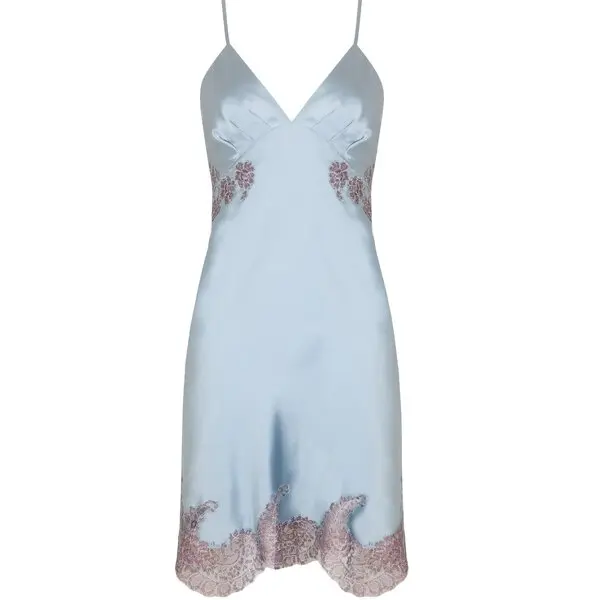 EMMA HARRIS Luxurious Silk Sleepwear Chemise - Blue