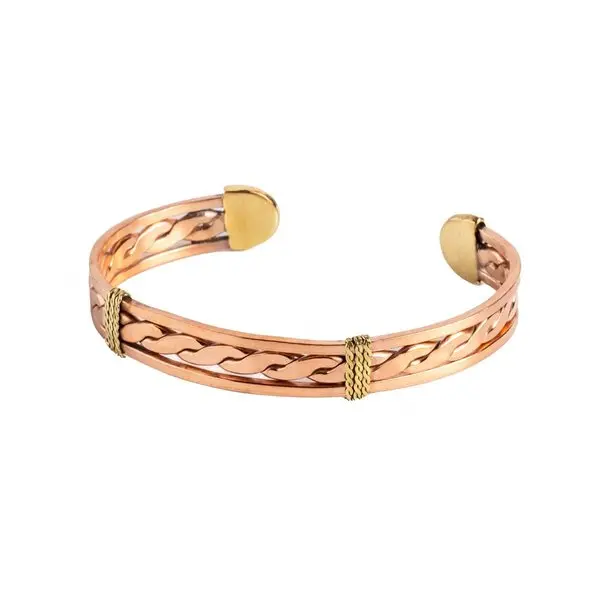 ANATOLIACRAFT Braided Copper & Brass Cuff Bracelet - Rose Gold/gold