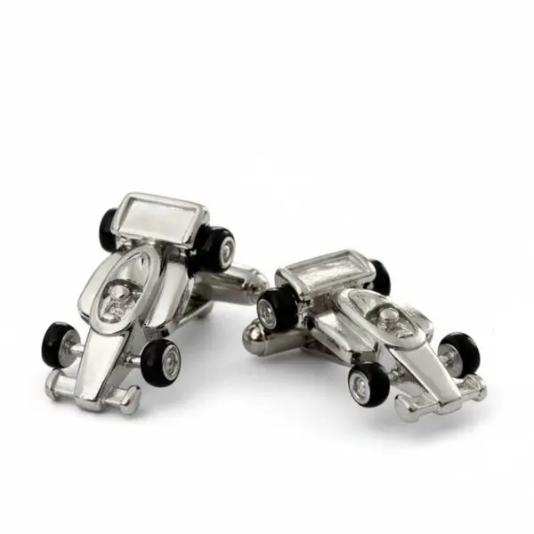 LATELITA Black / Silver Racing Car Formula 1 Cufflinks Silver - Black/silver