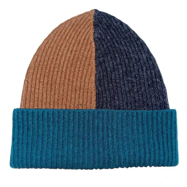 MÀIRI M MACLEOD Cashmere Color Block Beanie - Green/black/brown