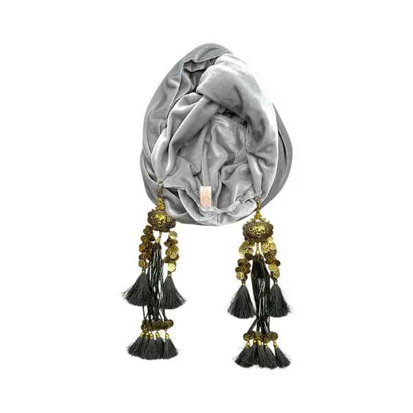 JULIA CLANCEY Velour Turban With Earrings - Silver
