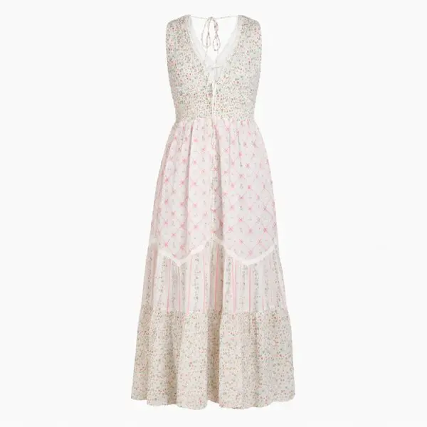 ROSE & NANCY Neutrals Iris Strawberry Print Mix Maxi Dress - Red