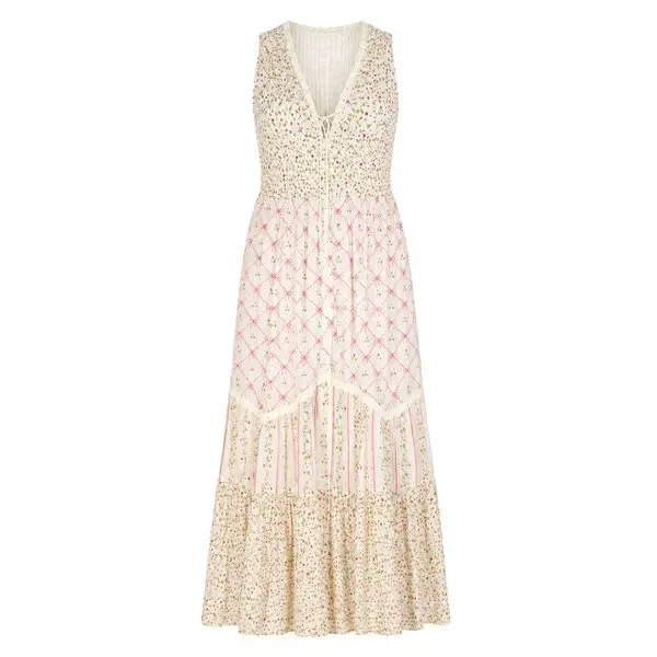ROSE & NANCY Neutrals Iris Strawberry Print Mix Maxi Dress - Red