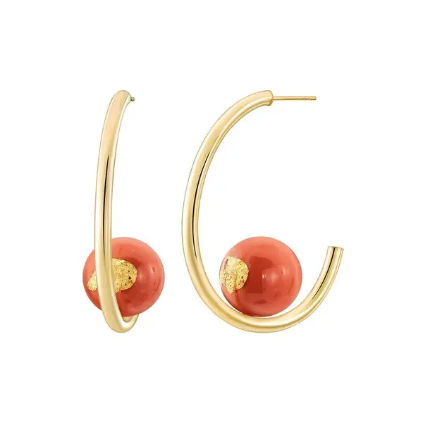 GOLD & HONEY Beaded Lucite Hoop Earrings - Gold/yellow