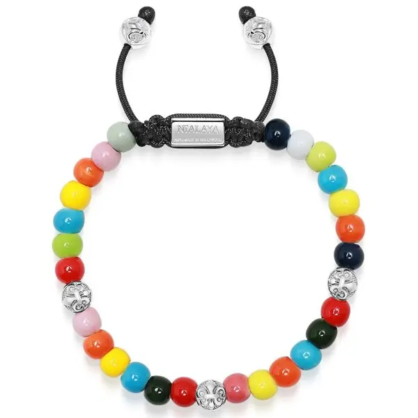 NIALAYA JEWELRY Beaded Bracelet With Multicolored Glass And Silver - Gray