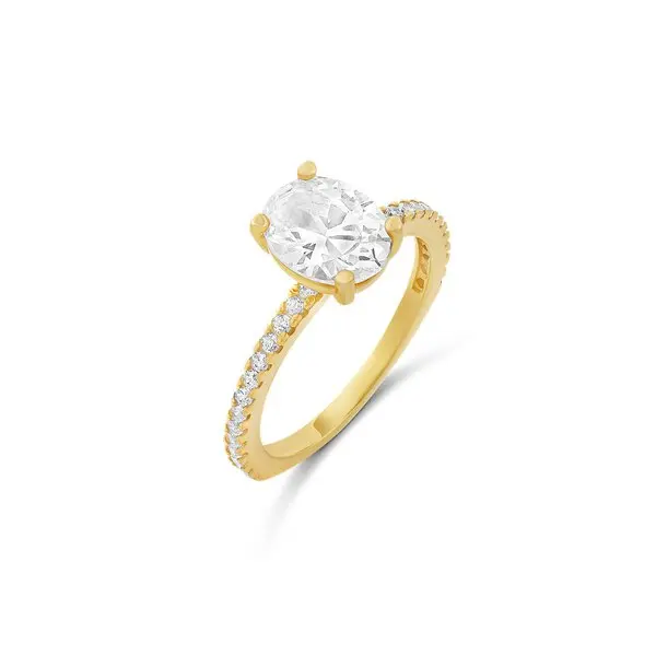 SHYMI Oval Stone Pave Band Ring - Gold