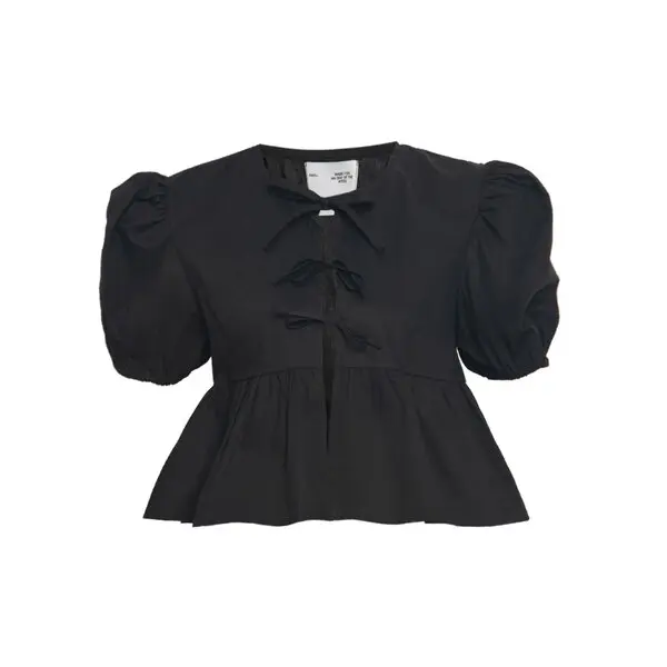 ATS THE LABEL Crop Top With Ribbon Tie Detail