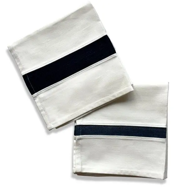 PARK + COOP Dinner Napkins Set Of Four With Upcycled Denim - White
