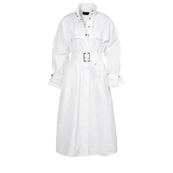AGGI BY HALEWSKI Trench Coat With Silver Snaps And Belt