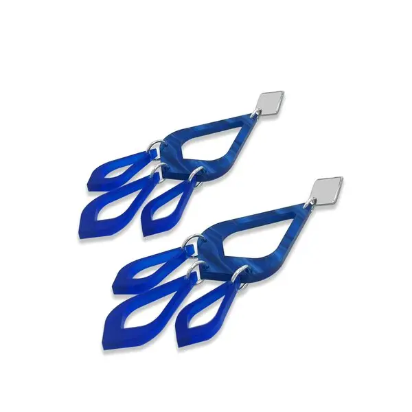 TOOLALLY Feather Drop Earrings - Blue