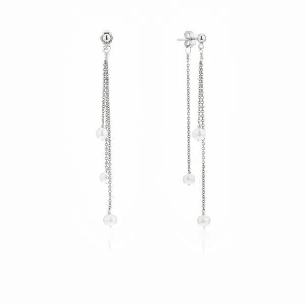 LILY & ROO Layered Pearl Drop Earrings - Silver
