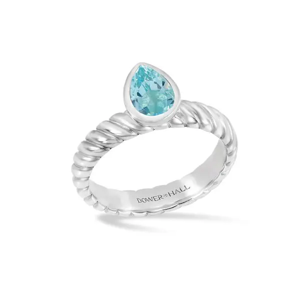 DOWER & HALL Sterling Silver Blue Topaz Pear Ring - Silver/blue