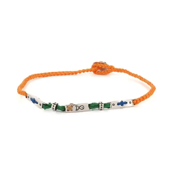 EBRU JEWELRY Sterling Silver Woven Bracelet - Orange/blue/silver