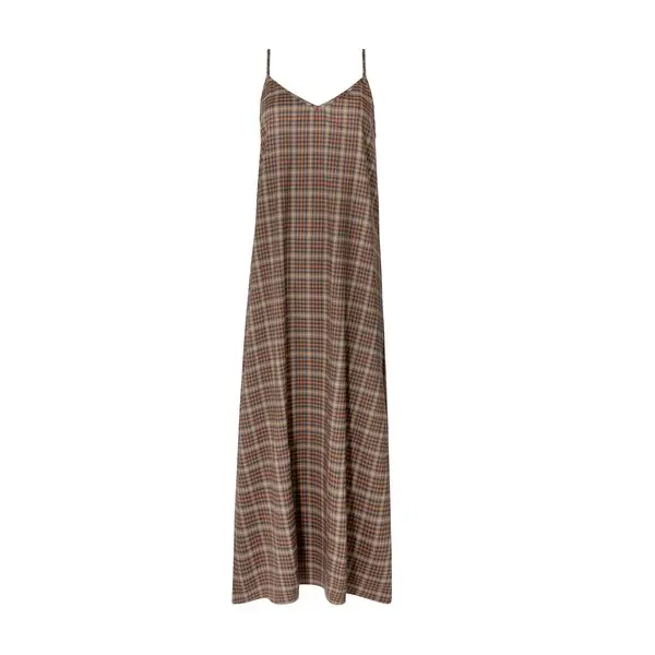LOU&UP (FORMERLY LOUP CLOTHING) Plaid Sleeveless Midi Jumper - Brown