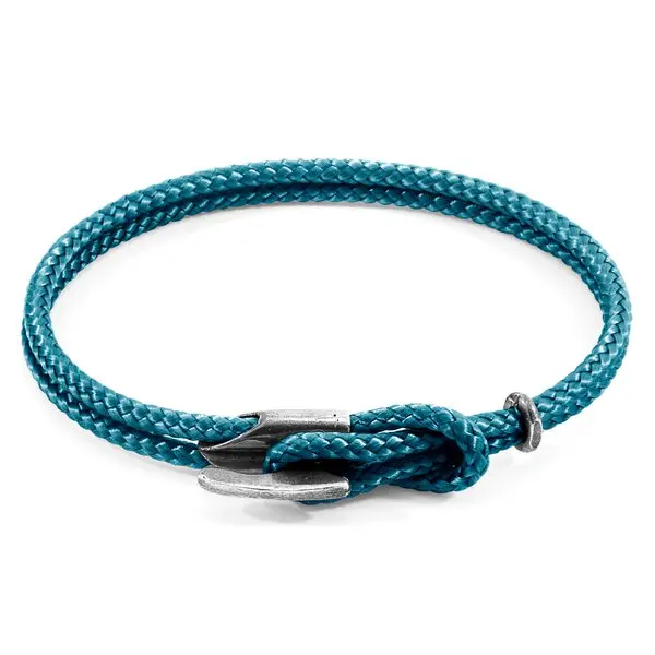 ANCHOR & CREW Ocean Padstow Silver & Rope Bracelet - Blue