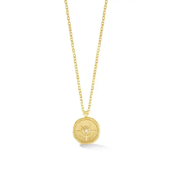 DOWER & HALL Solid Yellow Diamond True North Tiny Talisman Necklace - Gold