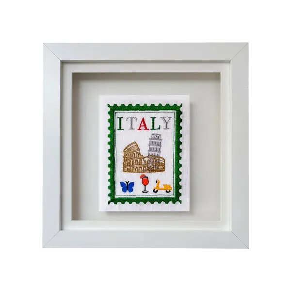 LILLY LOVES Italy Inspired Postage Stamp Artwork - Green